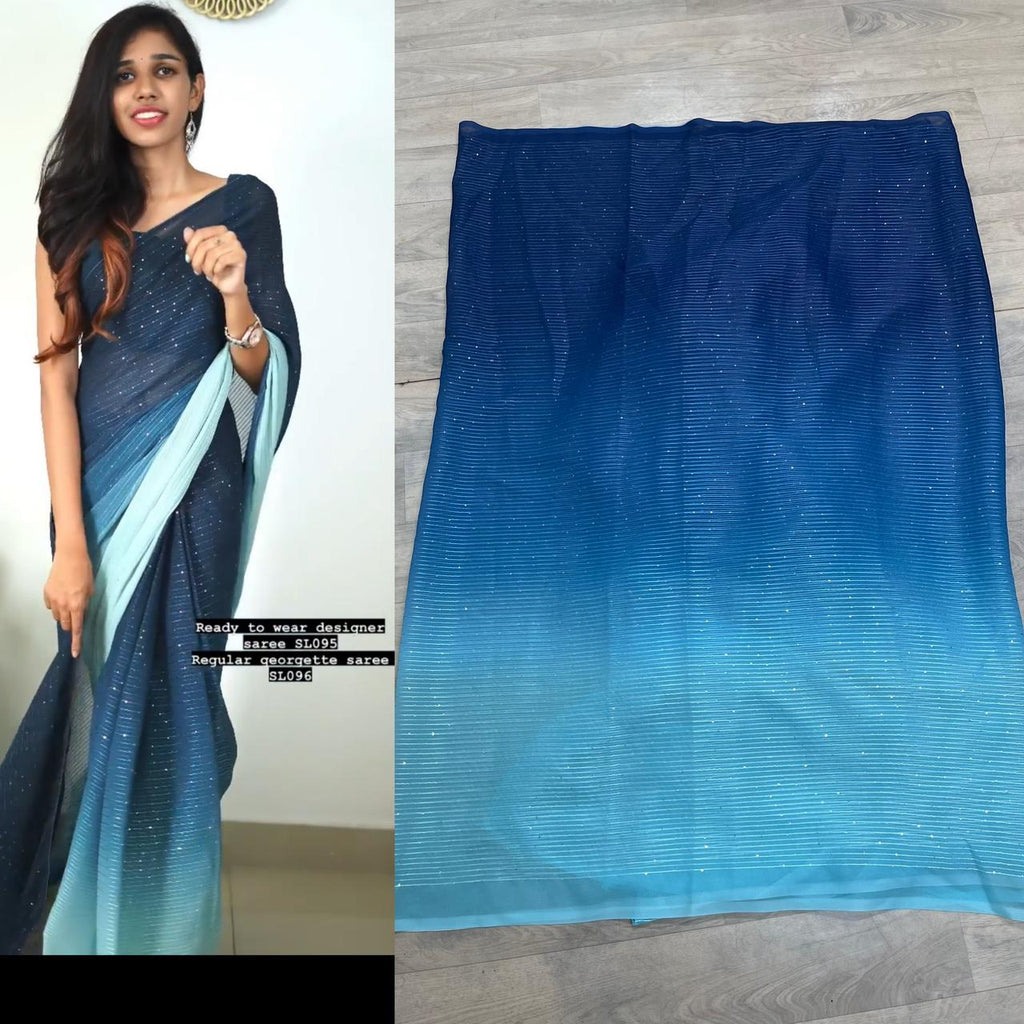 Designer Dual Shade Saree with crochet sequins work-Manmohitfashion.com ...
