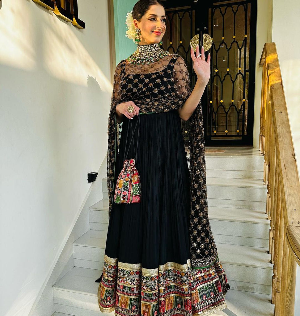 Royal Black Classie Designer Suit With Pent And Dupatta ...